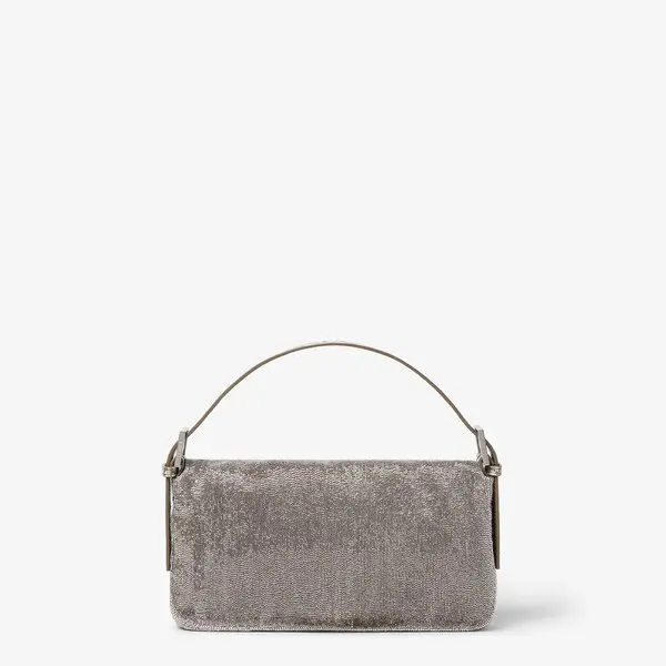 Fendi Baguette® 26424 Silver Organza Bag With Bead Embroidery